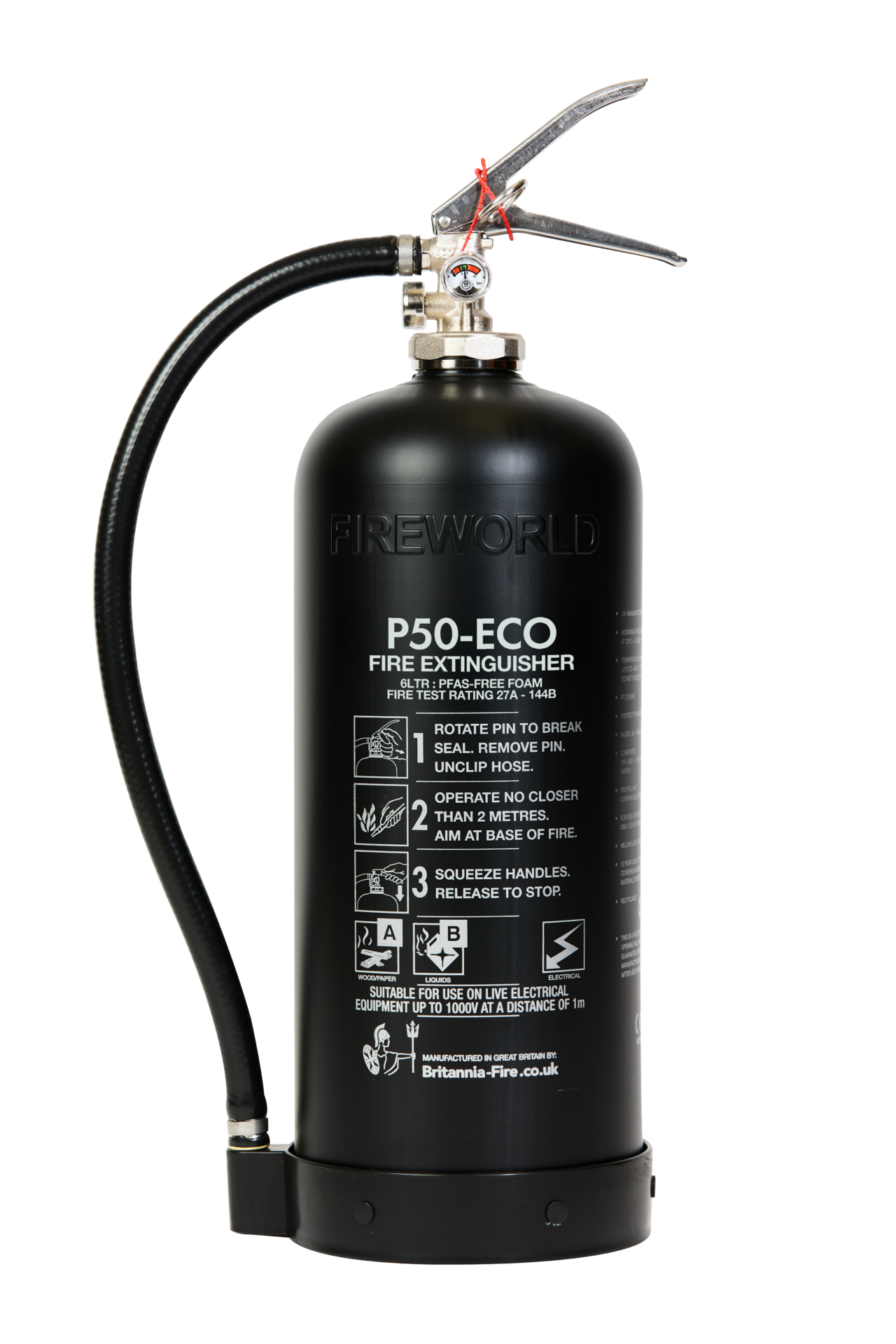 P-50-ECO Svart 6 Lítra Léttvatnsslökkvitæki - 10 ára þjónustufrí slökk ...